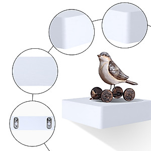MITREL Small Floating Wood Shelf, 6x6 Inches, Mini Square Shelves for Small Spaces,Rustic Wall Storage for Plants and Photos, 1 pcs（Classic White）