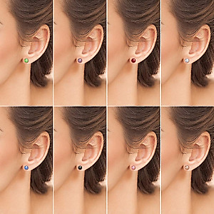 Unendlich U 8 Pairs Rhinestones Crystal 6mm Ball Stud Earrings Set Fireball Disco Ball Pave Bead Earrings Hypoallergenic for Women
