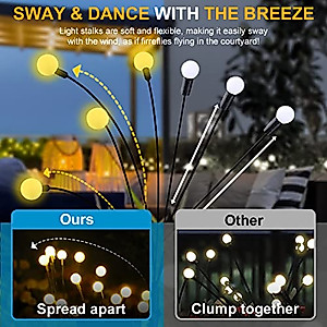 Solar Garden Firefly Lights, 𝐔𝐩𝐠𝐫𝐚𝐝𝐞𝐝 Solar Swaying Lights, Starburst Landscape Path Lights Waterproof, Outdoor Solar Powered Firefly Lights for Sidewalk Pathway Yard Patio Decoration, 4 Packs
