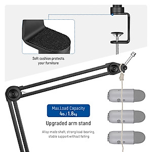 Neewer Microphone Arm Stand, Heavy-Duty Mic Arm Microphone Stand Suspension Scissor Boom Stand with 5/8” to 3/8” & 5/8” to 1/4” Screw and Cable Tie Compatible with Blue Yeti/Snowball/QuadCast (Medium)