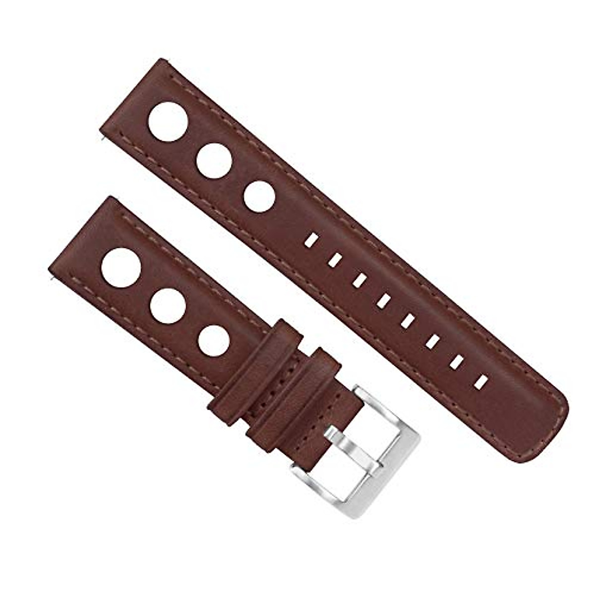 BARTON WATCH BANDS 22mm Chocolate - Rally Horween Leather Watch Bands - Integrated quick release spring bars- 316L stainless steel- Choose Strap Color & Width