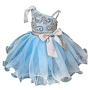 Jenniferwu G285BB Infant Toddler Baby Newborn Little Girl's Pageant Party Birthday Dress Baby Blue Size 9-12M