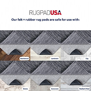 RUGPADUSA - Dual Surface - 8'x10' - 3/8" Thick - Felt + Rubber - Enhanced Non-Slip Rug Pad - Adds Comfort and Protection - for Hard Surface Floors