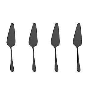 Matte Black 4 Piece Pie Server 8.85-inch Pizza Cutter Knife Spatula Slice Stainless Steel Table Flatware Set Cake Server Serving Utensils Silverware Dishwasher Safe for Party
