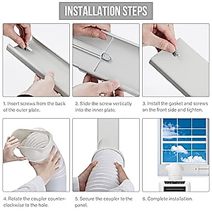 BEWAVE Portable Air Conditioner Window Vent Kit, Adjustable Window Seal Kit with 5.9" Hose Adapter for AC Unit Universal for Sliding Horizontal or Vertical Window