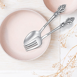 Silverware Set for 1, Sterling Silver Flatware Cutlery Set, Eating Utensils Set with Vintage Relief, Handmade, Finely Polished (Sun Flower)