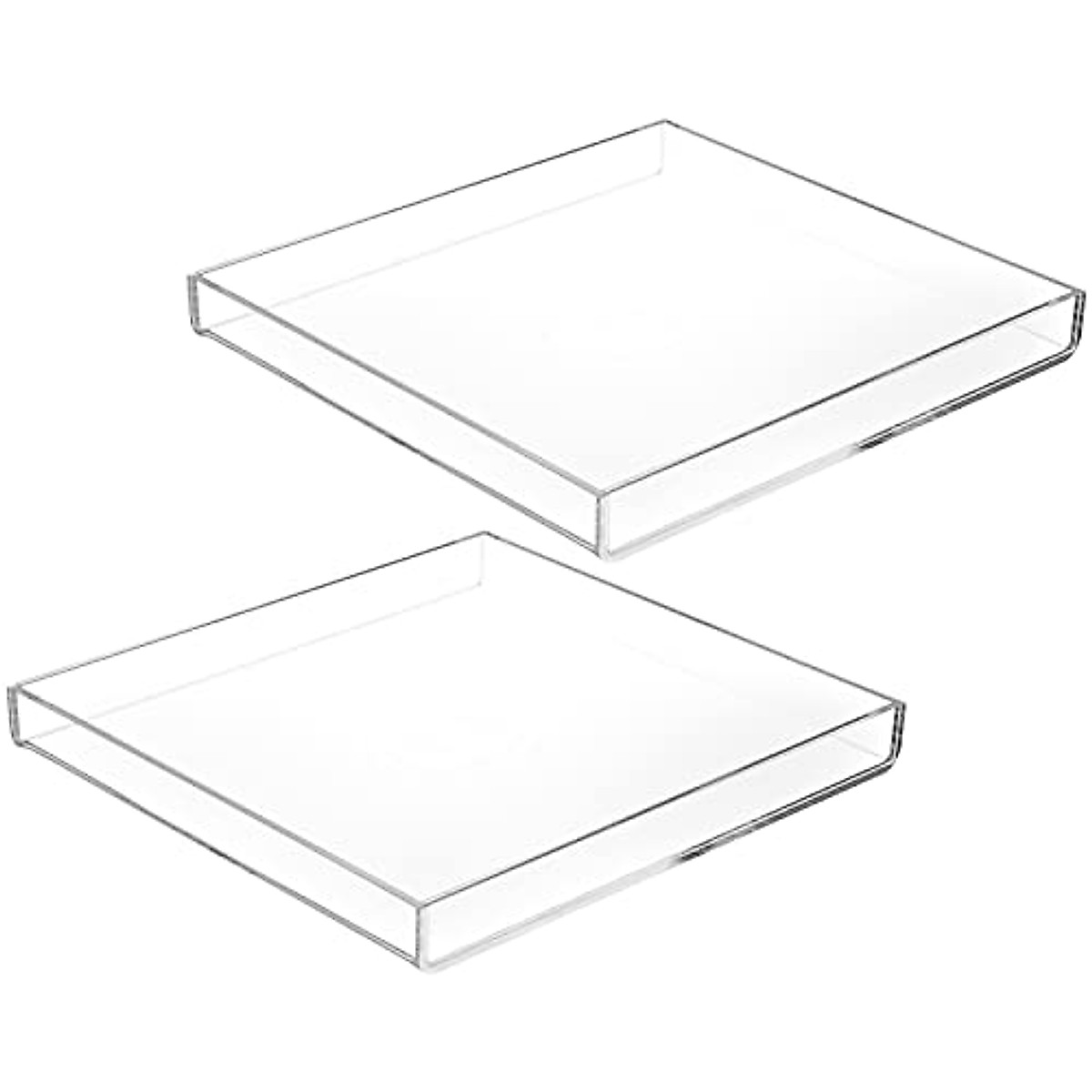 Beautyflier 2pcs Small Acrylic Tray, Digital Kitchen Scale Acrylic Tray, Cosmetic Storage Container for Vanity, Bathroom, Kitchen Cabinets