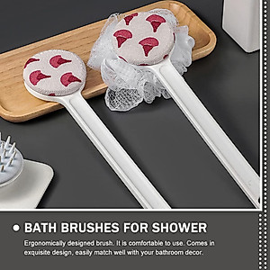 Cabilock Bath Back Brush Bath Body Brush Shower Foot Scrubber Shower Brush with Bristles Loufa Puff Scrubber Back Brush Handle Dual-Sided Back Brush Body Scrub Man Ice Cream Loofah Pp