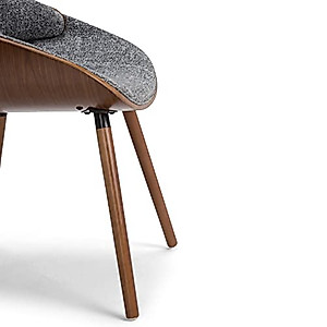 SIMPLIHOME Malden 18 Inch Mid Century Modern Bentwood Dining Chair with Wood Back in Grey Woven Fabric, For the Dining Room