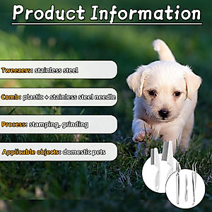 6 pcs Tick Removal Tool kit for Pets, 3 Stainless Steel Tick Tweezers with Storage Pouch and 2 Tick Comb Grooming Tools for Cats & Dogs Safe Tick Control Puller for Complete Removal of Ticks Fleas