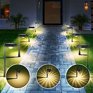 Linkind Solar Pathway Lights, Bright Solar Lights Outdoor IP65 Waterproof, 200lm Bright Solar Path Lights for Garden Walkway Driveway Sidewalk Yard, Warm White, 8 Pack