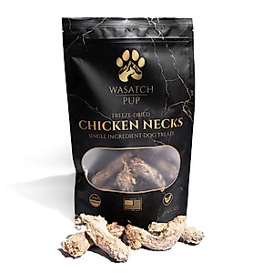 WASATCH PUP Freeze Dried Chicken Dog Treats – Single Ingredient Chicken Necks – High Protein Healthy Dog Treats - Supports Oral Health and Joint Function (5 Necks)
