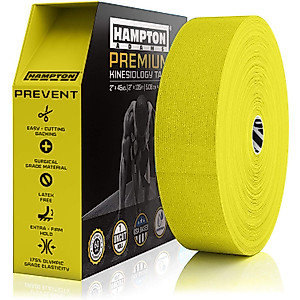 (135 Feet) Bulk Kinesiology Tape Waterproof Roll Sports Therapy Support for Knee, Muscle, Wrist, Shoulder, Back/Original Uncut Premium Therapeutic Elastic & Hypoallergenic Cotton - (Yellow)