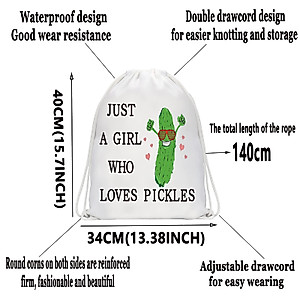WZMPA Pickle Drawstring Backpack Pickle Food Party Gift Just Who Loves Pickles Drawstring Travel Bag Pickle Lover Gift (Who Loves Pickles)