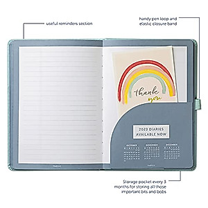 Busy B Busy Life Diary January to December 2022 - A5 Blue Faux Leather Week to View Planner with Dual Schedules, Pen Holder and Pockets