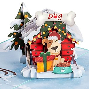 Paper Love 3D Pop Up Christmas Card, Holiday Dog House