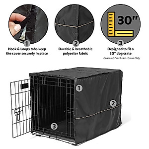 MidWest Homes for Pets Dog Crate Cover, Privacy Dog Crate Cover Fits MidWest Dog Crates, Crate Cover Only, Machine Wash & Dry, Black, 30-Inch