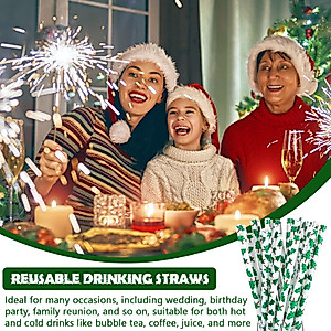 24 Pcs Christmas Plastic Reusable Straws 9 Inch Christmas Tree Drinking Straws Hard Plastic Straws for Tumbler Fun Straws for Party Supplies Family Holiday, with 2 Cleaning Brush