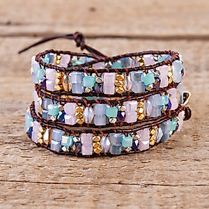 YGLINE Handmade 3 Wrap Bracelet Crystal Leather Boho Bracelets Jewelry