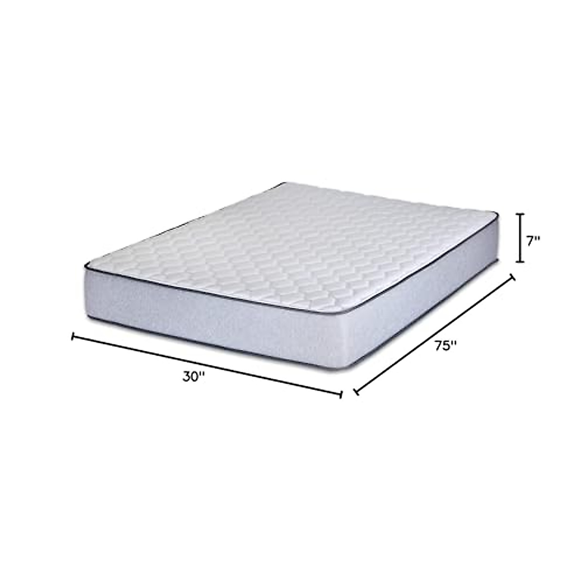 Greaton, 7-Inch Medium Firm High Density Foam Mattress, Comfortable Mattress for Cooler Sleep, Zippered and Washable Cover, 75" x 30", White