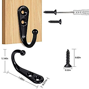 MANDOYV ITYII 30 Pieces Wall Mounted Cloth Hanger Rustic Hooks with 60 Pieces Screws (Black)