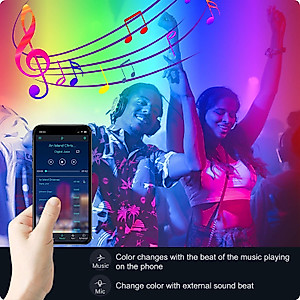 Micomlan 82Ft/25m LED Strip Lights Music Sync Color Changing RGB LED Strip Built-in Mic, Bluetooth APP Controlled LED Lights Rope Lights, 3535 RGB LED Light Strip(APP+Remote+Mic+Music)