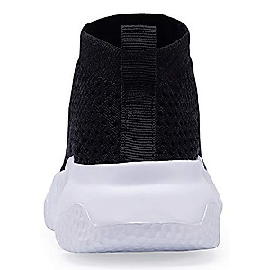 Santiro Kids Sneakers Boys Girls Lightweight Breathable Slip On Knit Sock Walking Shoes Black 1 M US