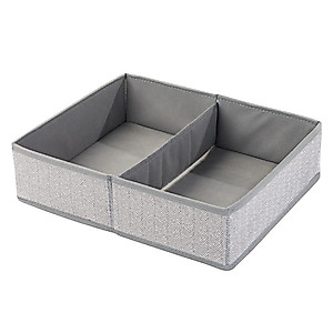 mDesign Fabric Drawer Organizer Bin Dividers for Baby Nursery Dresser, Closet, Organization - Bins Hold Clothes, Diapers, Cream, Toy, Blankets - 4 Pack, Gray Herringbone