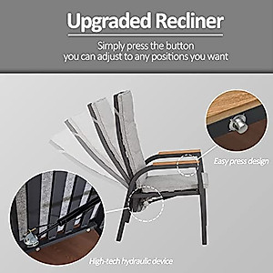 PURPLE LEAF Outdoor Reclining Chair Adjustable Outdoor Recliner with Cushions and Ottoman, Patio Recliner Aluminum Frame Patio Lounge Chair