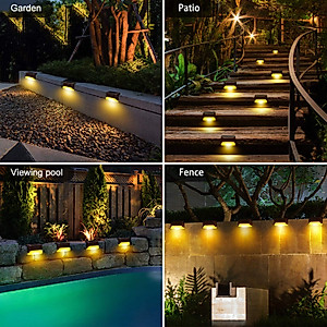 AOYOO Solar Deck Lights Outdoor, 8 Pack Fence Post Solar Lights, Solar Step Lights Outdoor Waterproof for Outdoor Pathway, Yard, Patio, Stairs, Step and Fences (Warm White)