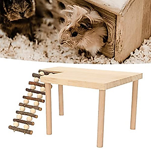 Hamster Wooden Platform, Hamster Climbing Ladder Toy Cage Accessories for Guinea Pigs Chinchillas Gerbils Hamster