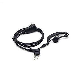 Kymate 2 Pin G Shape Clip-Ear Headset Earpiece with Mic for Two Way Radio Devices DEP450 CP040 CP200 CP200D CP185 DTR650 PR400 EP450 CLS1110 CLS1410 CLS1450 CLS DLR DTR RDX RDU RDV 5Pack