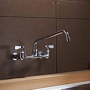 Commercial Kitchen Faucet Wall Mount with 8 Inch Swivel Spout 8" Center Sink 2-Handle NSF No Lead Faucet Mixer Tap Polish Chrome,4353