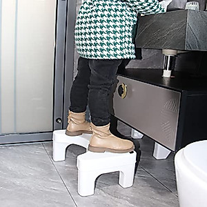 Squatting Toilet Stool,Poop Stool for Bathroom,Potty Stool for Adults,220 Lbs Capacity,Non Slip Squat Stool,7" Tall (White)
