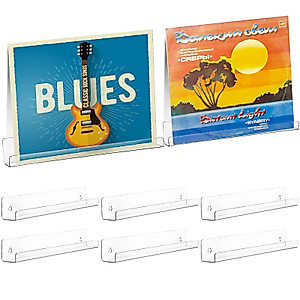 BBTO 8 Pcs 12 Inch Vinyl Record Holder Wall Mount Acrylic Record Shelf Album Frames for Records Decor Floating Shelves Album Protective Sleeves with Installation Tools for Music Cd Collector (Clear)