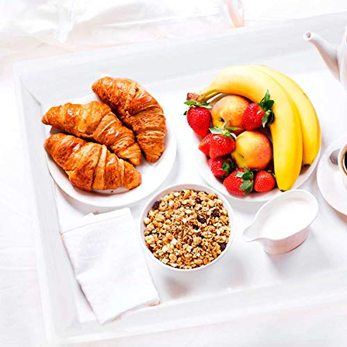 LLSF 12 Pack White Plastic Serving Trays, 15" x 10" Rectangle Serving Platters, Disposable Food Trays Perfect for Buffet & Parties, for Wedding and Party