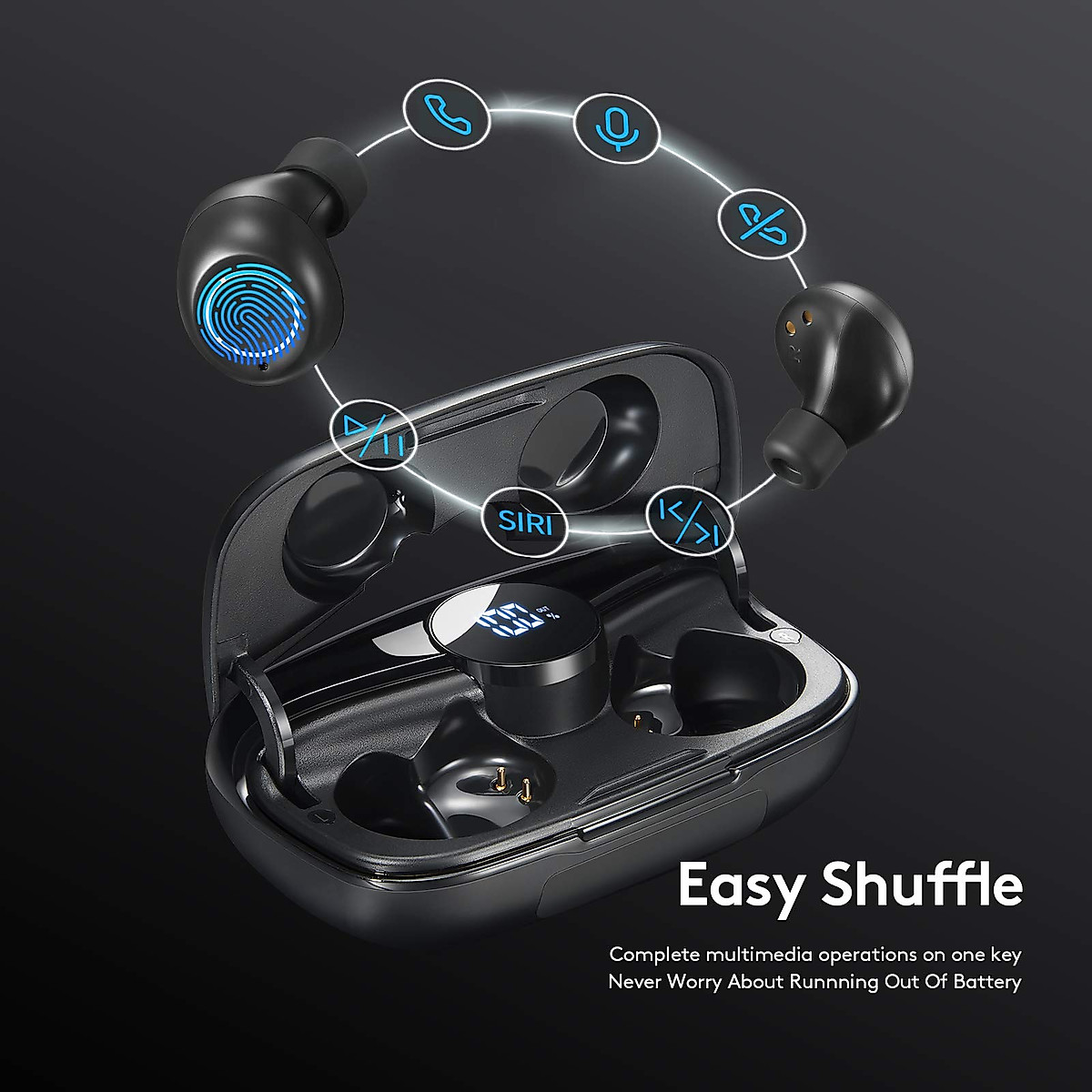 Xmythorig True Wireless Earbuds Bluetooth Headphones, IPX6 Waterproof Touch Control Earphone, CVC8.0 Noise Reduction for Clear Call, HiFi Stereo Deep Bass Audio in-Ear Headset w/Mic for Sports