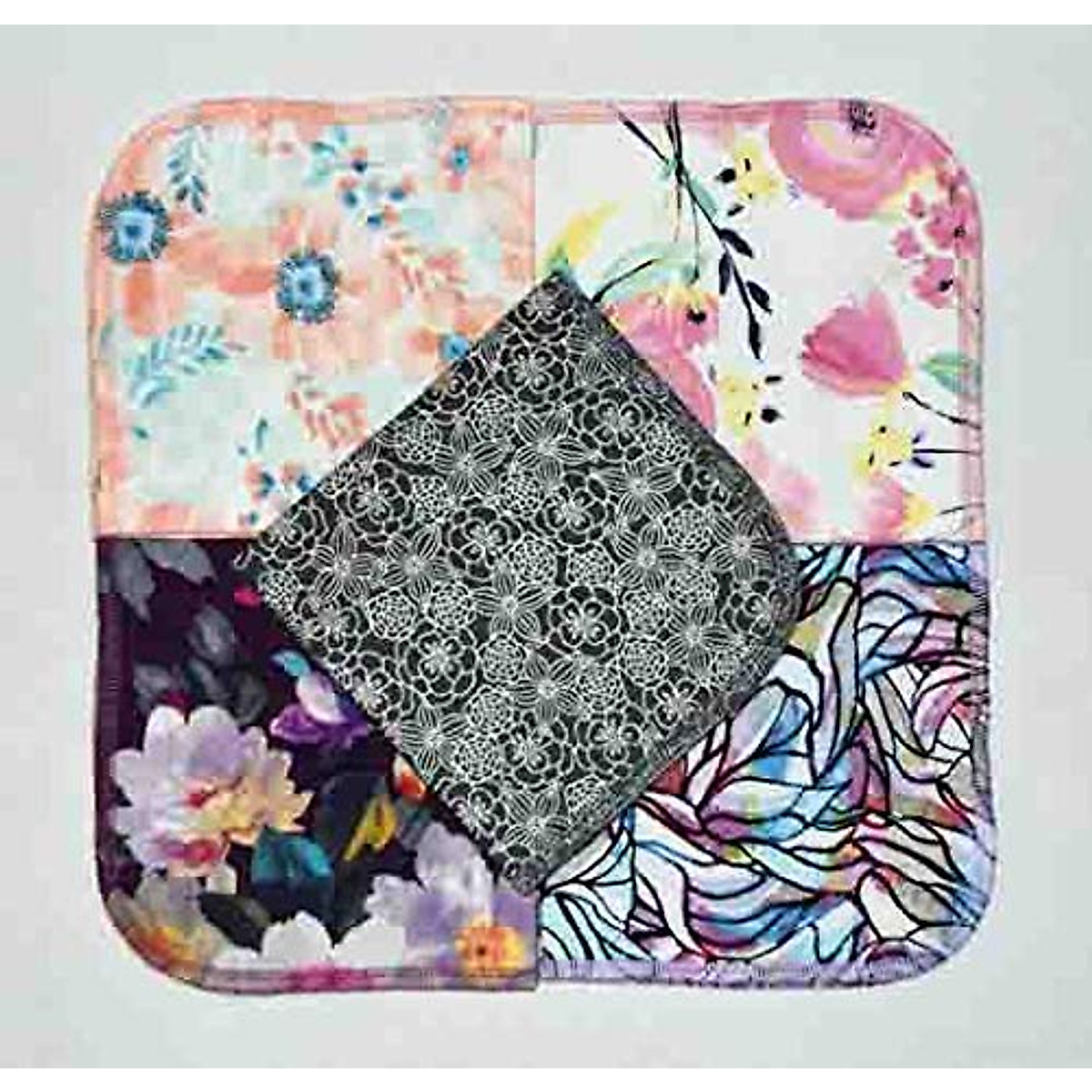 Flower Splash Printed Flannel Paperless Towels 1 Ply 12x12 Inches Set of 5