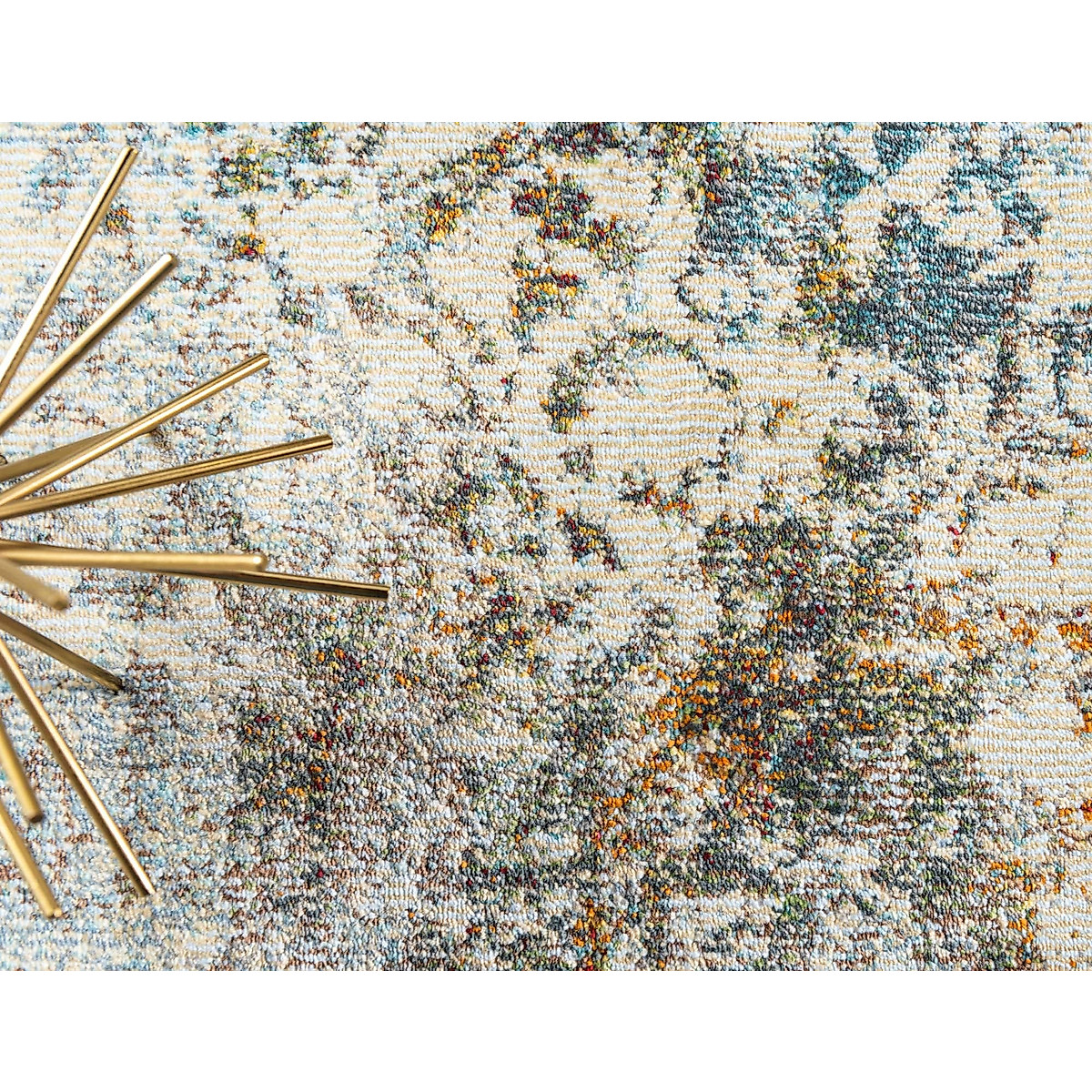 Unique Loom Baracoa Collection Area Rug - Panamericana (5' 5" x 8' Rectangle, Cream/ Blue)