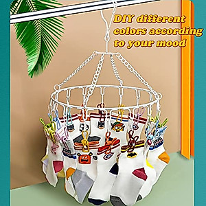 AIKAILI-US Clothes Drying Rack for Socks, Underwear,Bras,Lingerie Baby Clothes etc. Laundry Drying Rack with Windproof Hook Clip and 360 ° Rotation Design (16 Clips+10 DIY Clips,Rainbow Colors)