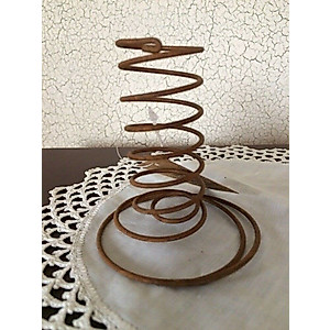 Two Rust Wire Spiral Taper Candle Holders Primitive Design Reproduction Springs Home and Garden