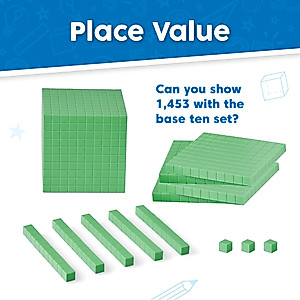 hand2mind Green Foam Base Ten Blocks Complete Set, Place Value Blocks, Counting Cubes for Kids Math, Base Ten Blocks Classroom Set, Math Blocks Kindergarten, Base 10 Math Manipulatives (Set of 644)