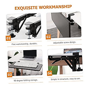 Housoutil 1 Set Foldable Bracket Desk Tray Computer Mount for Desk PC Keyboard Desk Keyboard Tray Keyboard Holder Computer Desk with Keyboard Tray Computer Desk Extender Bracket Fold Extend