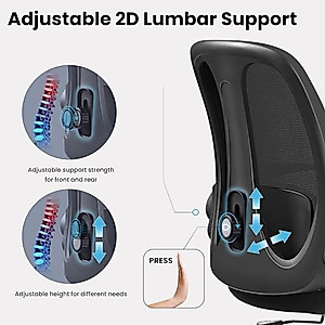 Razzor Office Chair, Ergonomic Computer Desk Chair with 2D Lumbar Support and Flip-up Arms, Swivel Breathable Mesh Task Chair with Adjustable Height for Home Office