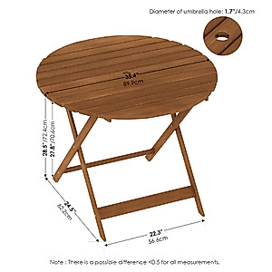 Furinno FG19018F Tioman Outdoor Hardwood Nation Round Dining Table, Natural