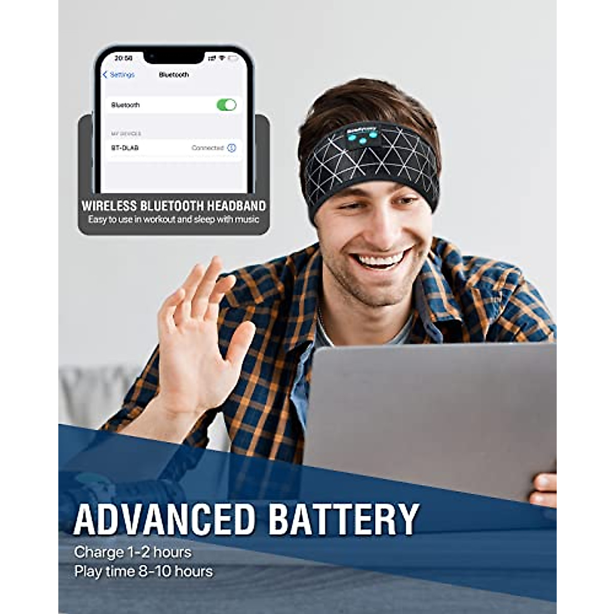 ASMRBAND Sleep Headphones Sports Headband, Sleeping Headphones for Side Sleeper, Headband Headphones with Ultra-Thin HD Stereo Speakers Perfect for Sleeping,Yoga,Insomnia, Air Travel, Meditation