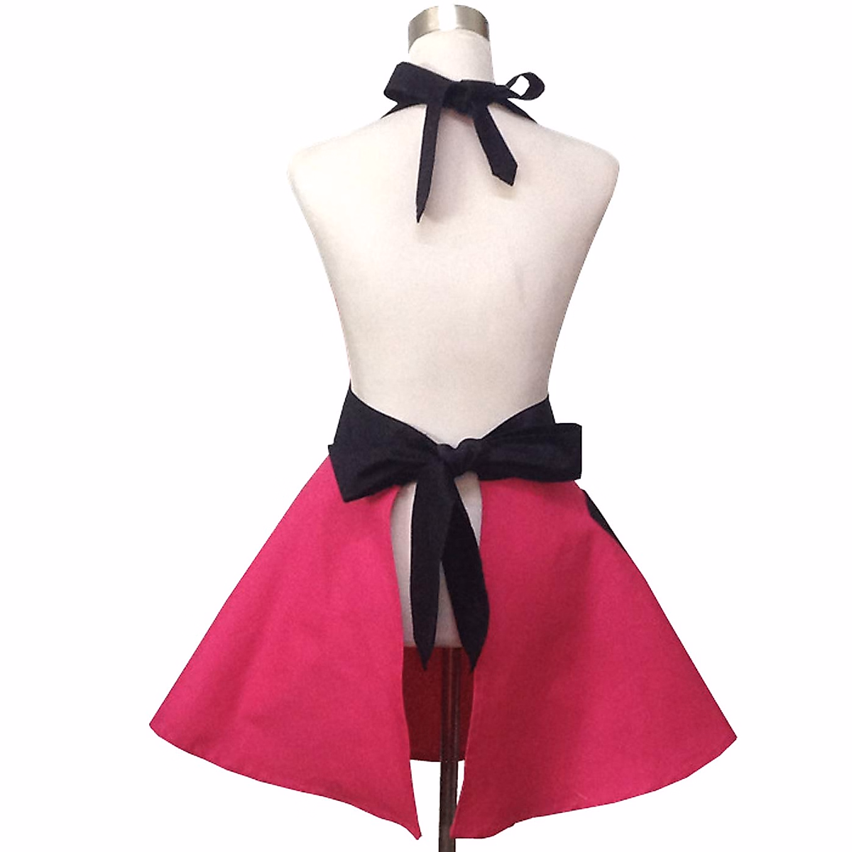 Hyzrz Lovely Hot Pink Retro Kitchen Aprons for Woman Girl Cotton Cooking Salon Pinafore Vintage Apron Dress