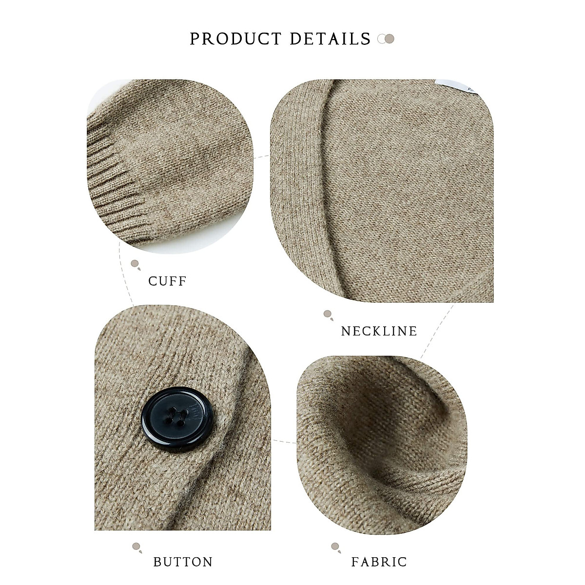 Liny Xin Women's Long Cardigan Sweater V-Neck 100% Merino Wool Fall Winter Warm Soft Knitted Cardigan Coat (Tan,L)