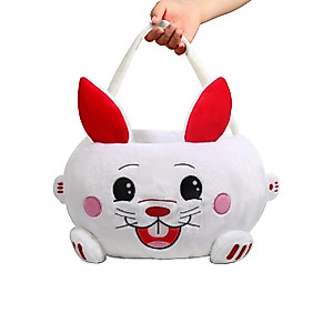 JOYIN Large Easter Plush Bunny Basket, 3D Bunny Basket with Handles for Baby Kids Easter Egg Hunting, Party Supplies, Decorations, Gifts