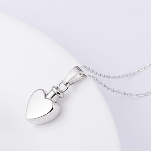 925 Sterling Silver Heart Urn Necklace Simple Blank Always in My Heart Ashes Cremation Jewelry Memorial Keepsake Pendant with Funnel Kit